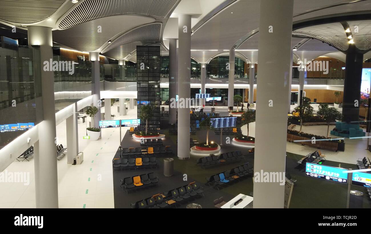 Istanbul, Turkey - May 7, 2019: aerial view of relaxing in waiting room ...