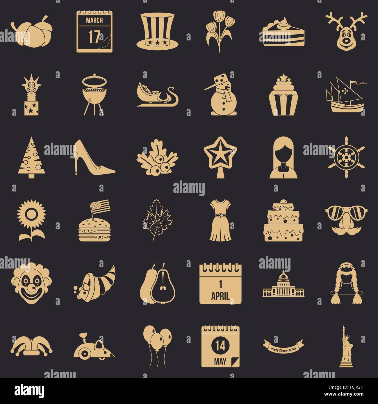 Folklore holiday icons set, simple style Stock Vector Image & Art - Alamy