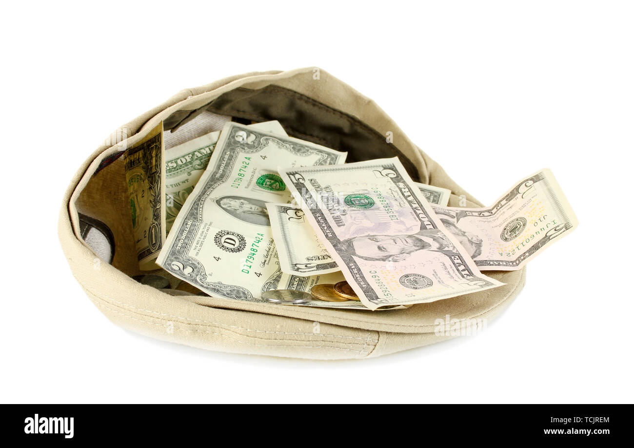 cap with money on a white background Stock Photo - Alamy