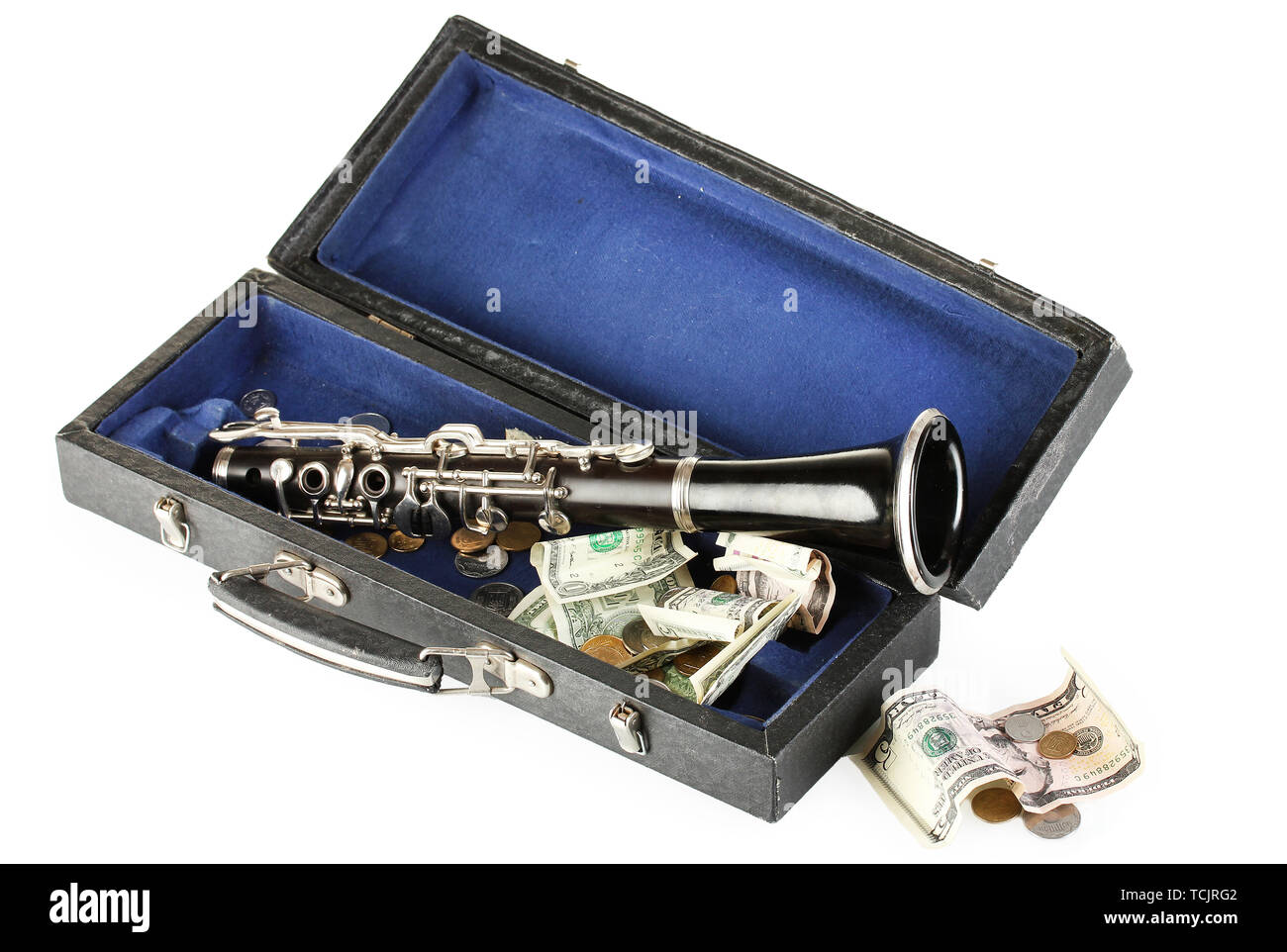 musical instrument with money isolated on white Stock Photo - Alamy