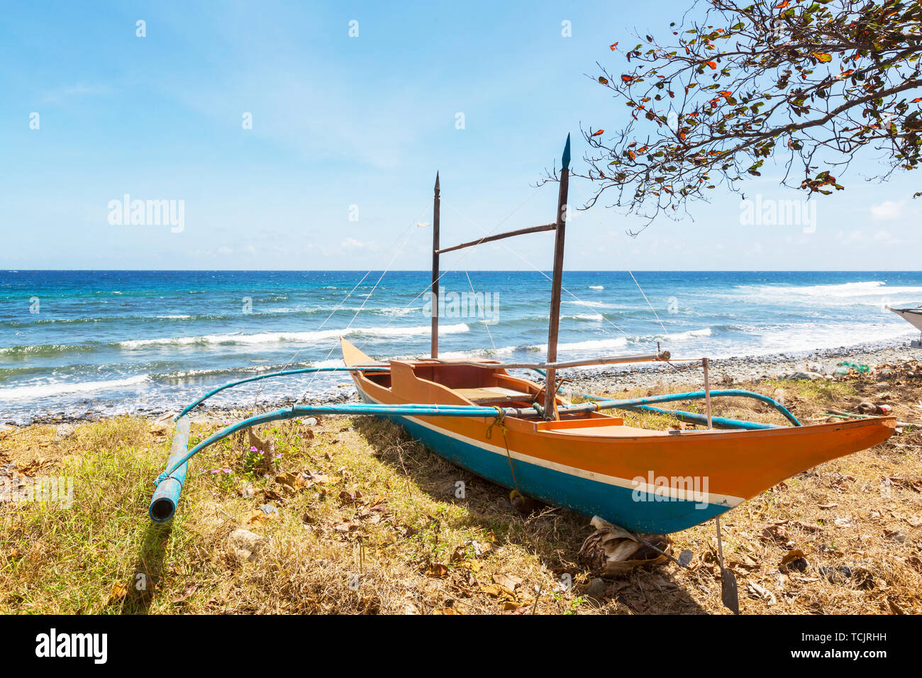 Traditional Philippino boat in the sea, Palawan island, Philippines ...