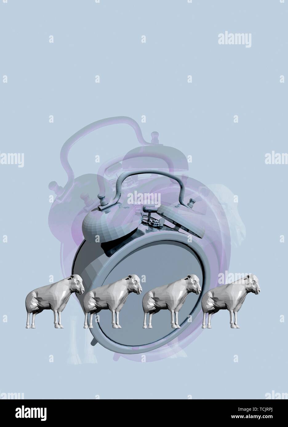 Alarm clock and sheep, illustration Stock Photo - Alamy