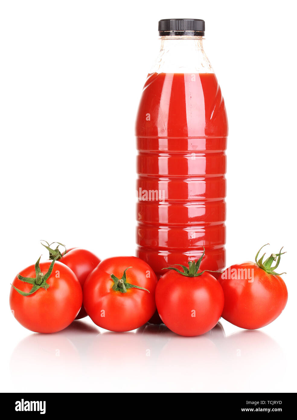 Tomato juice in bottle isolated on white Stock Photo - Alamy