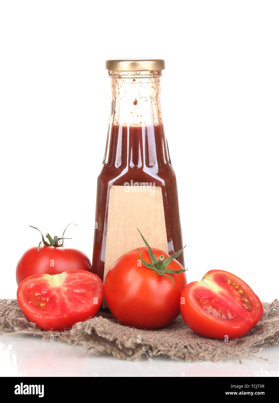 Tomato sauce in bottle isolated on white Stock Photo - Alamy