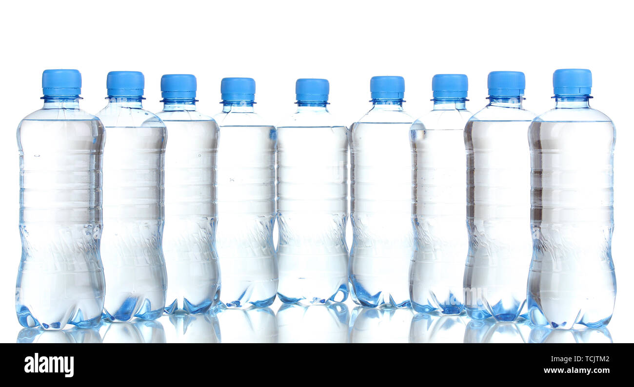 plastic bottles of water isolated on white Stock Photo - Alamy