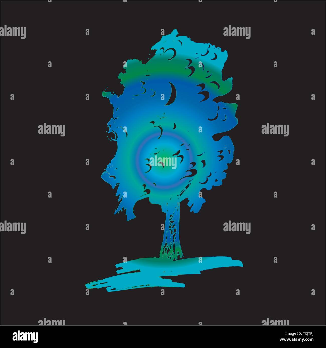 Neon illustration of a tree and ohm in it Stock Vector Image & Art - Alamy