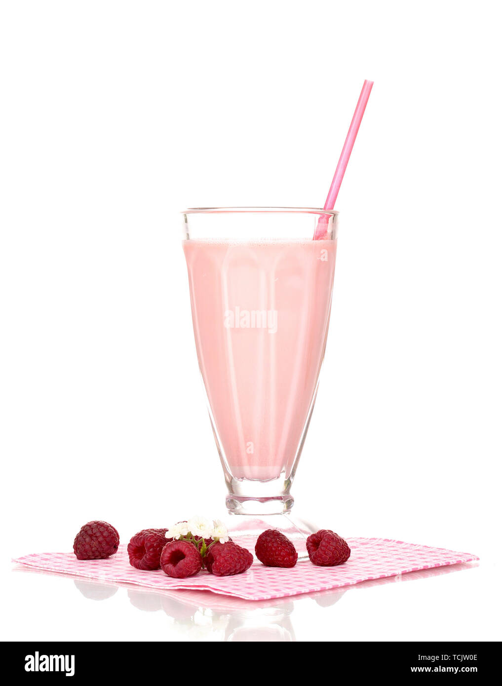 Raspberry milk shake isolated on white Stock Photo - Alamy