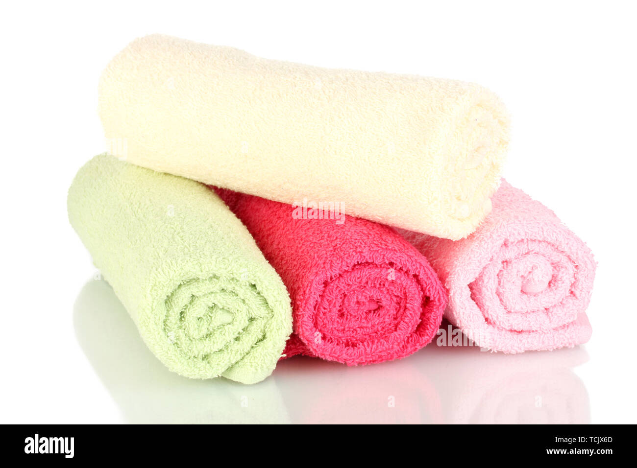 bright towels, isolated on white Stock Photo - Alamy