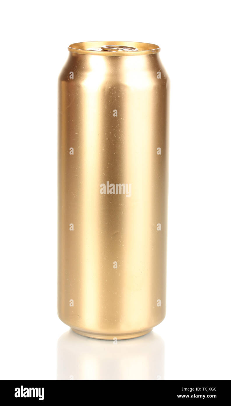 golden can isolated on white Stock Photo - Alamy