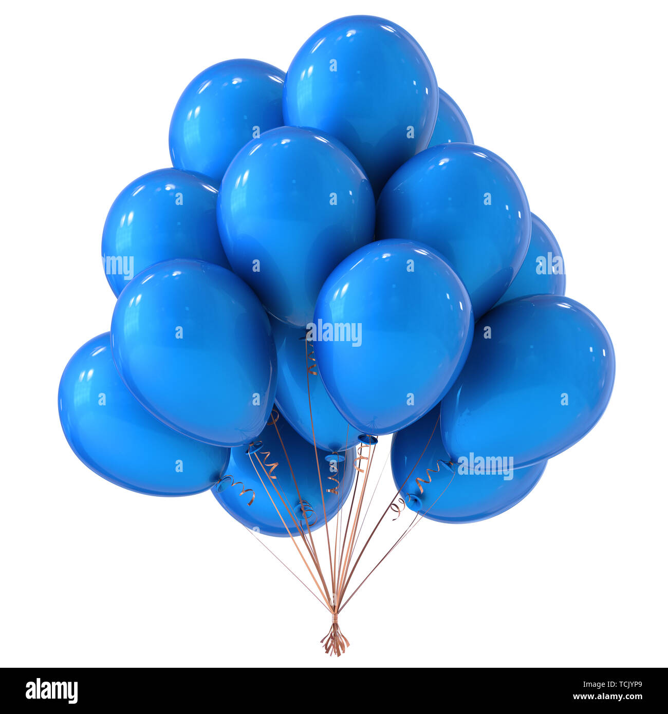 Colorful blue balloon bunch. Party, birthday decoration glossy. Helium ...