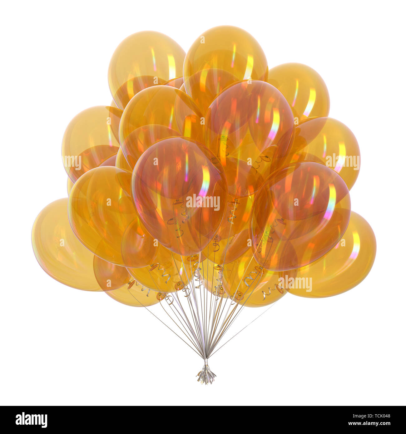 Colorful balloons yellow. Birthday party decoration golden glossy ...