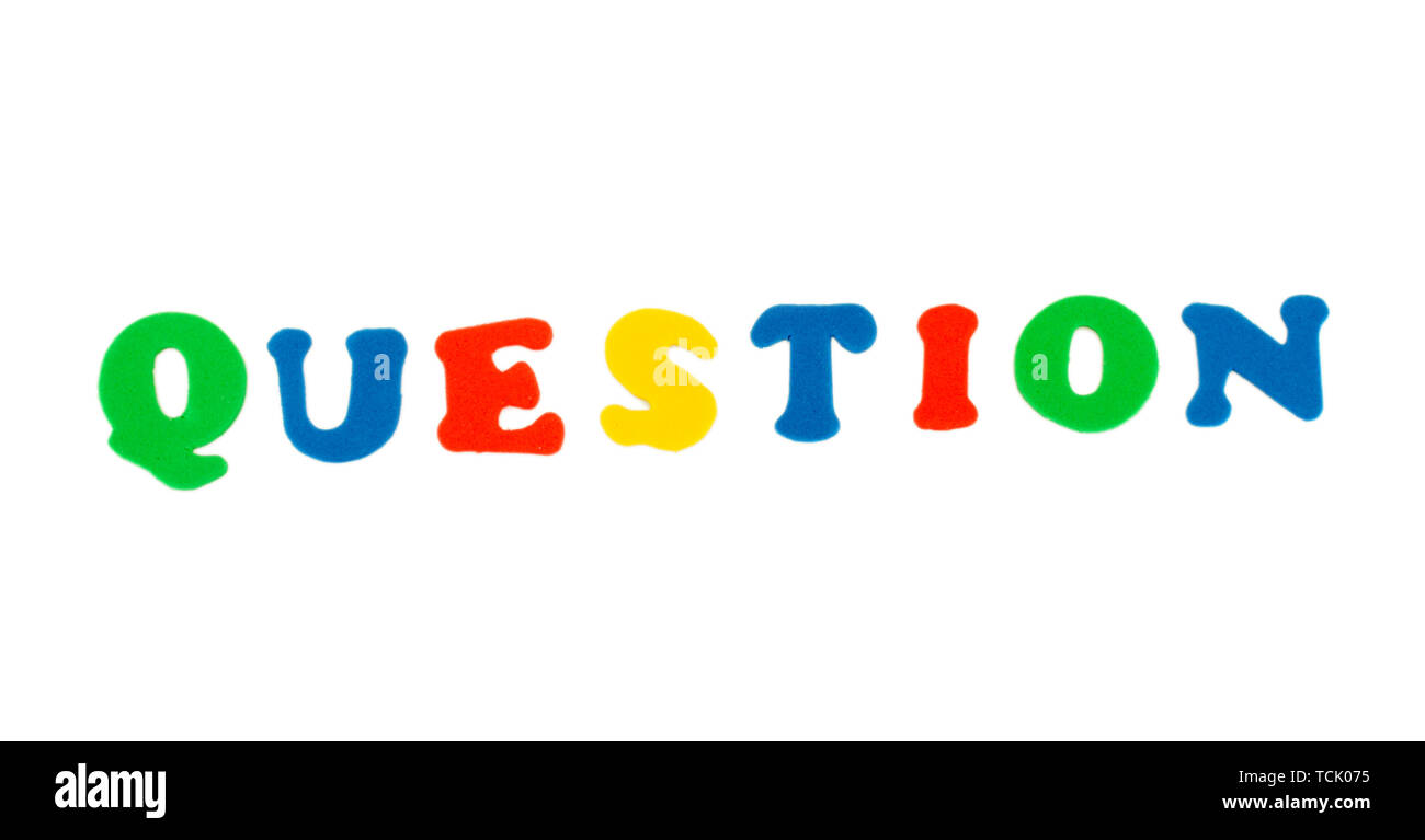 Inscription Question of English letters, isolated on white Stock Photo ...