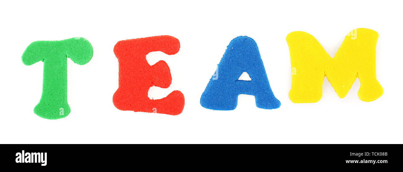 Inscription Team of English letters, isolated on white Stock Photo - Alamy