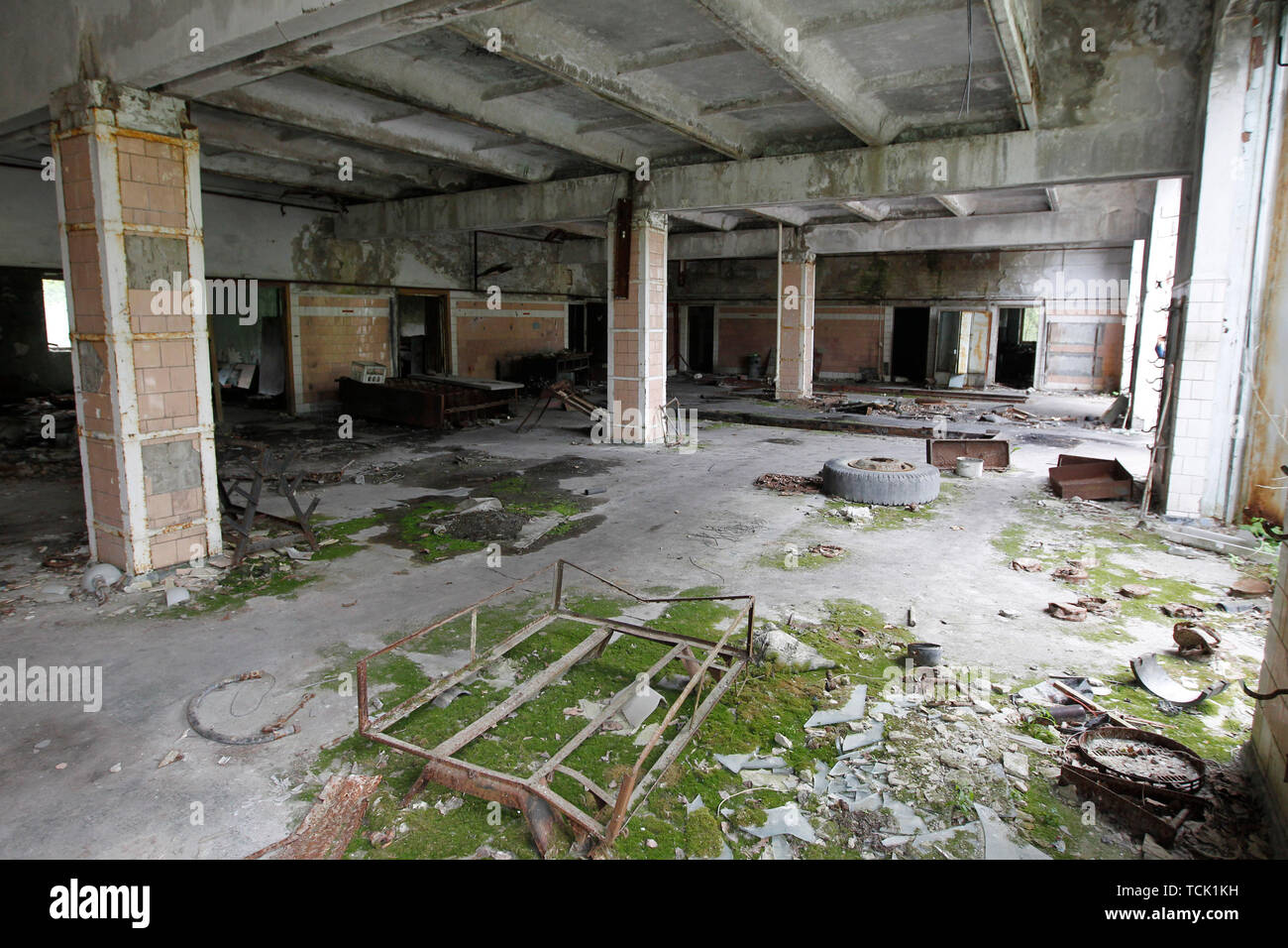 An interior view of a fire department at the Chernobyl exclusion zoneo ...