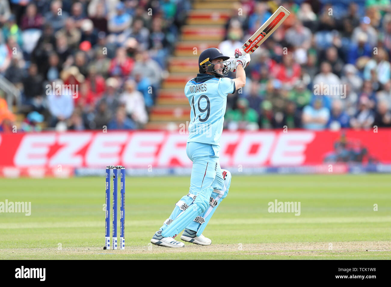England's Chris Woakes in action during the ICC cricket World Cup group ...