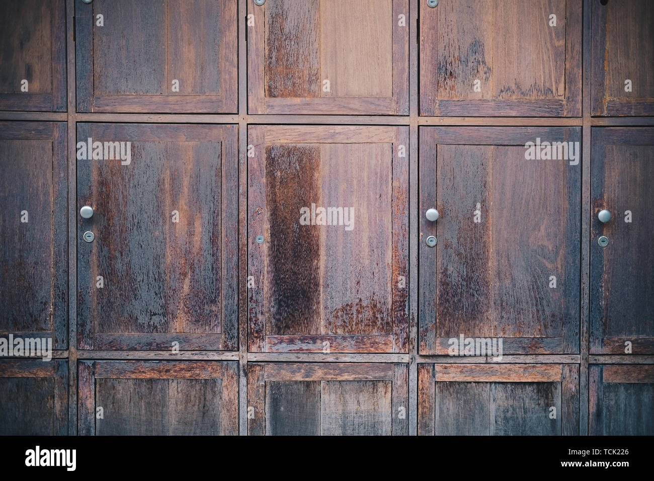 old wooden locker in changing dressing room Stock Photo - Alamy