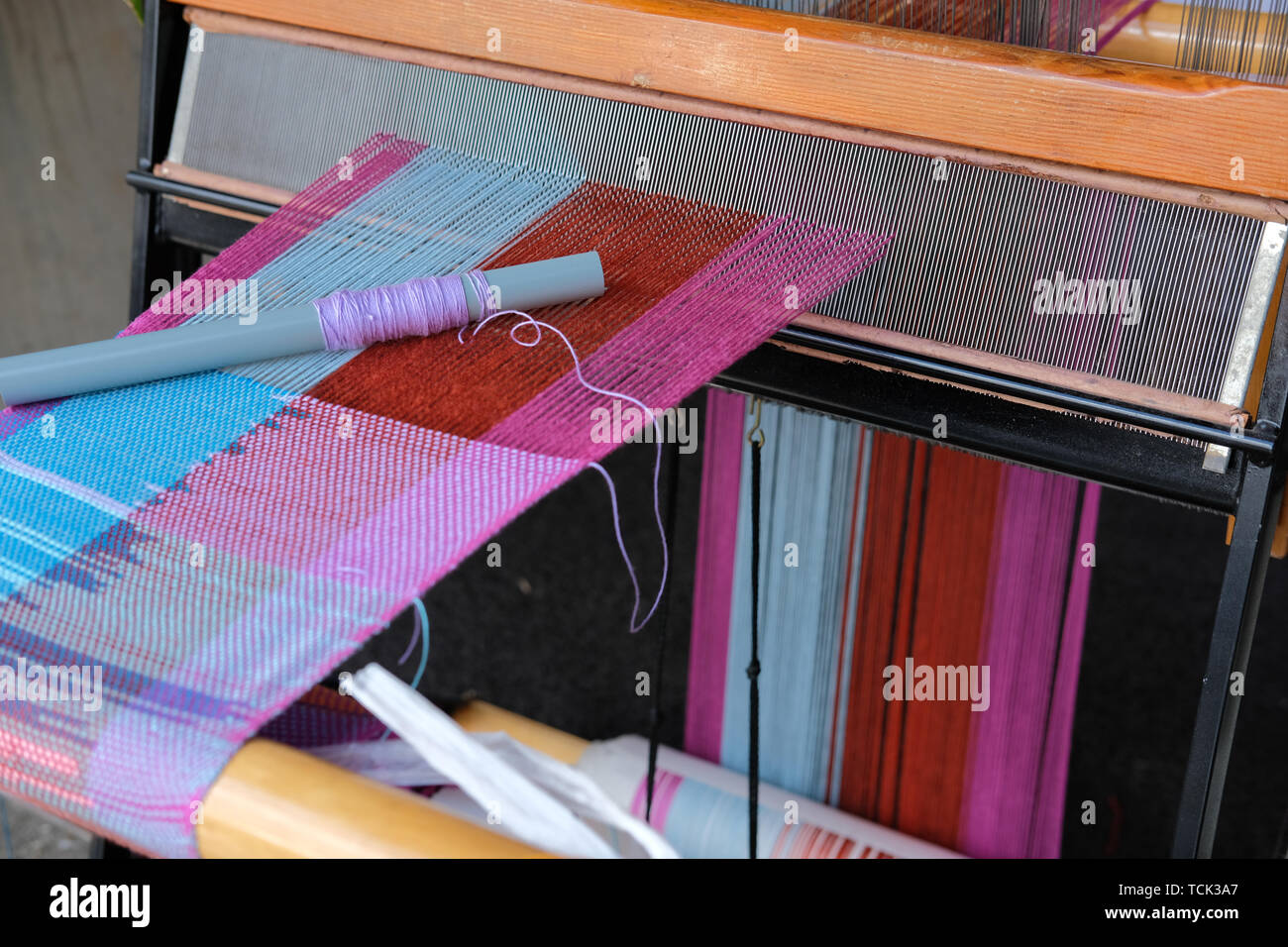 traditional weaving machine wooden loom for making textile Stock Photo ...