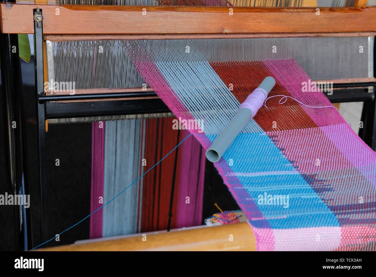 traditional weaving machine wooden loom for making textile Stock Photo ...