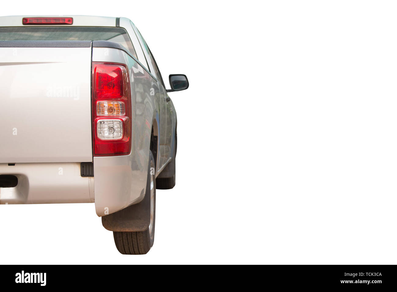 back view silver pick up truck isolated on white background with ...