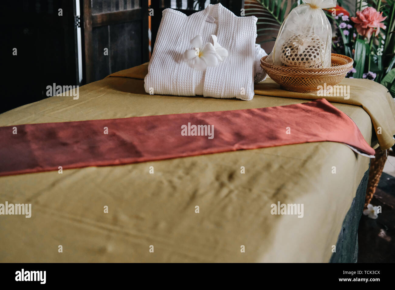 massage bed in spa wellness center. relaxation lifestyle Stock Photo ...