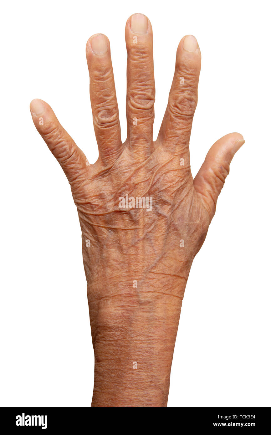 old hand isolated on white background with clipping path Stock Photo ...