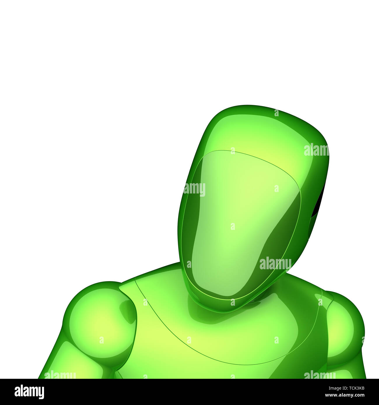 Artificial character green robot futuristic cyborg android concept. 3d ...
