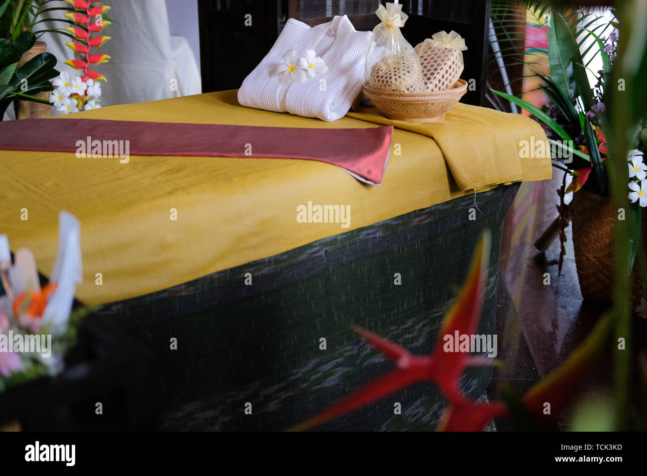 massage bed in spa wellness center. relaxation lifestyle Stock Photo ...
