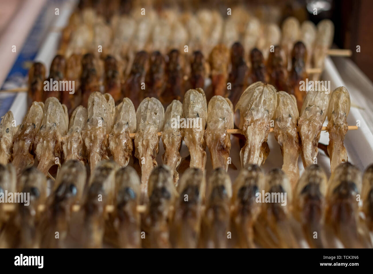 Baikal fish hot smoked and dried on the street market. Listvyanka ...