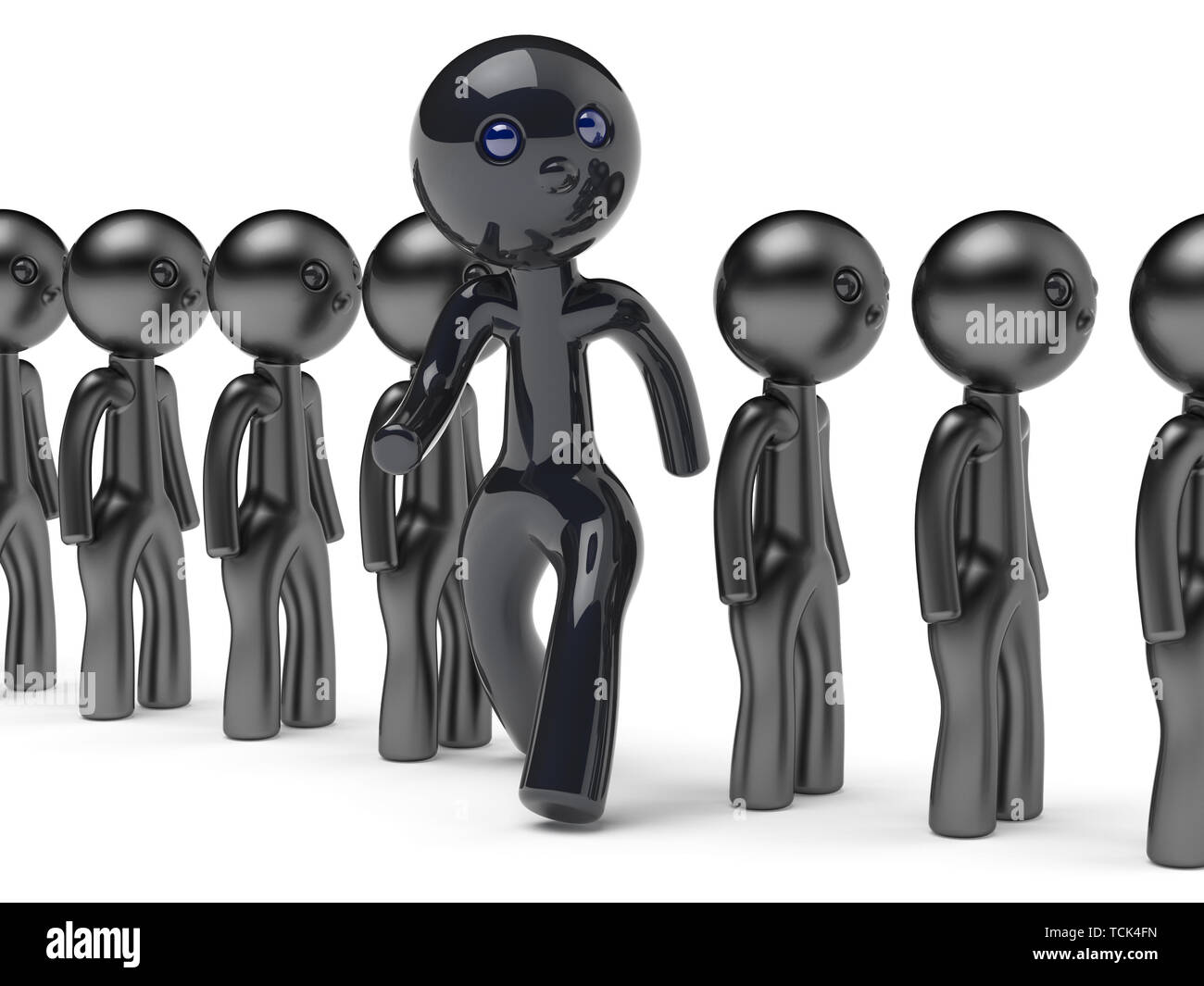 Stand out from crowd different people man giant character black think ...