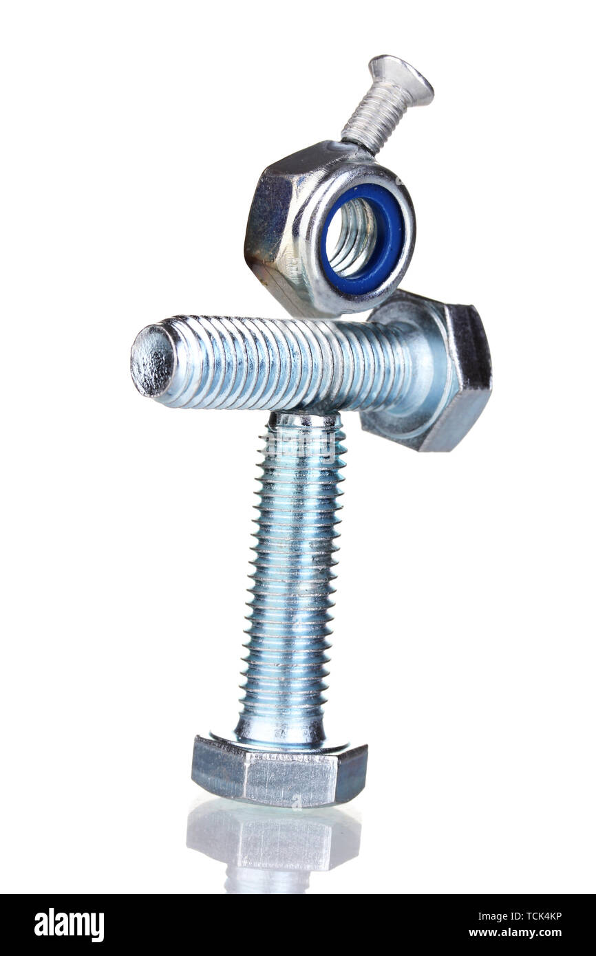 Stack of balanced screws isolated on white Stock Photo - Alamy