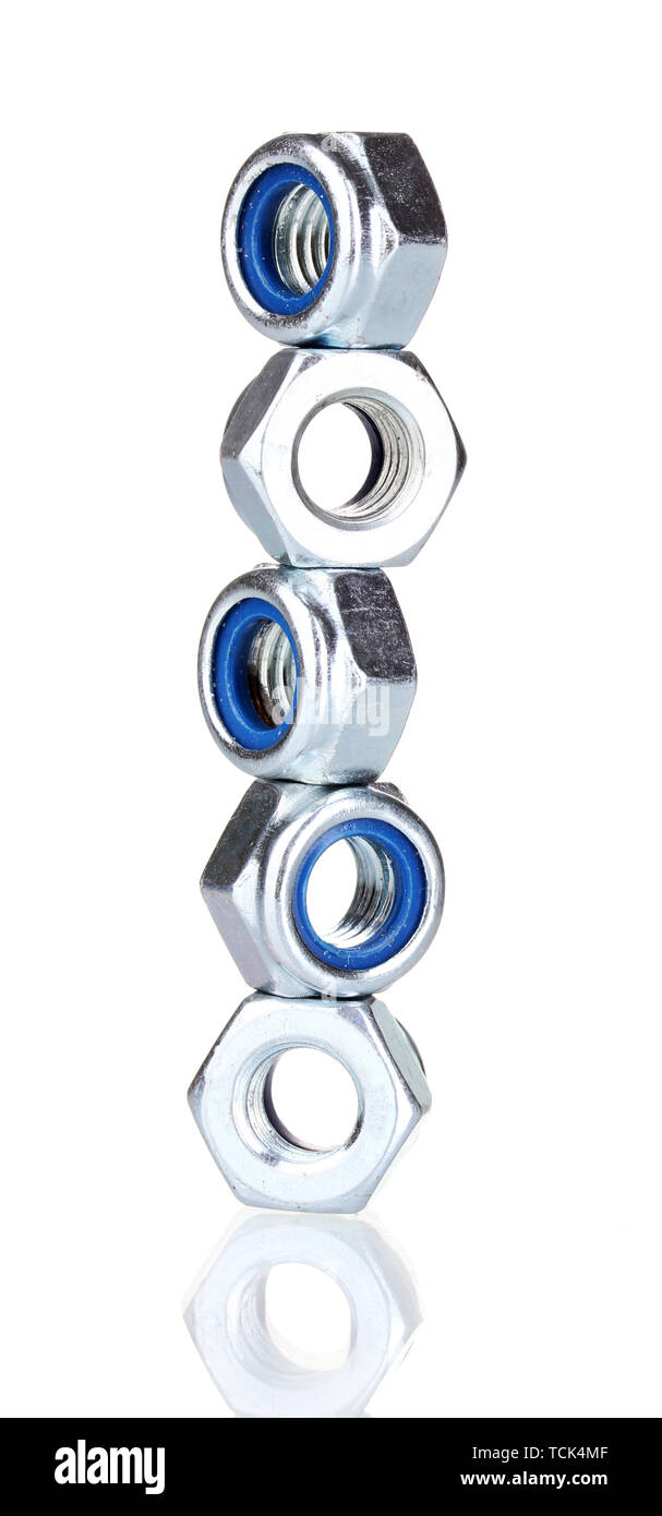 Stack of balanced screw-nuts isolated on white Stock Photo - Alamy