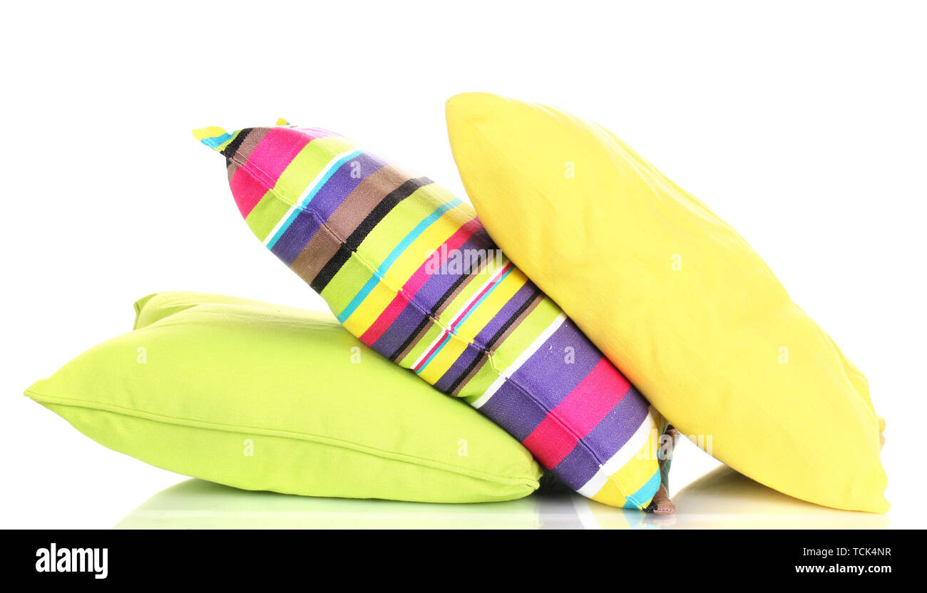 Bright color pillows isolated on white Stock Photo - Alamy
