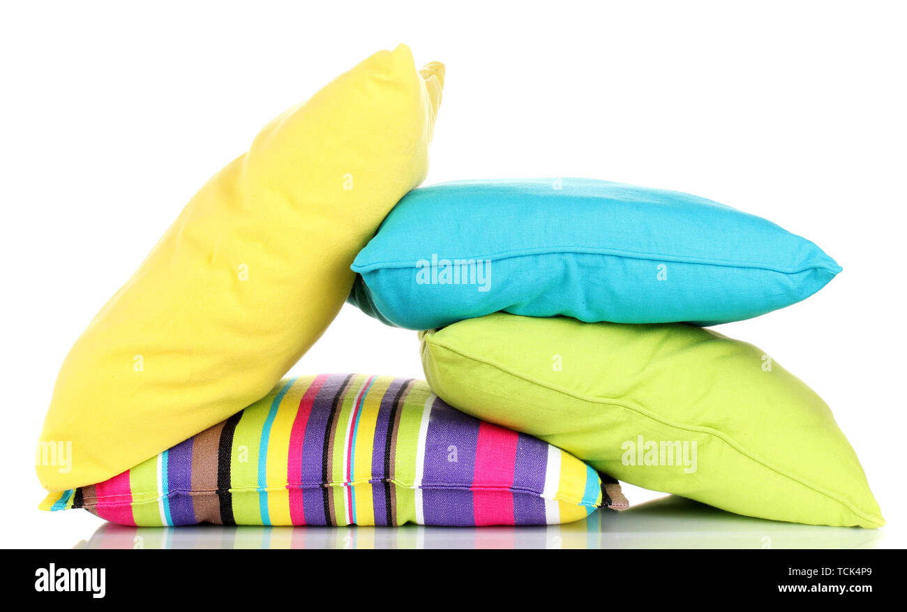 Bright color pillows isolated on white Stock Photo - Alamy