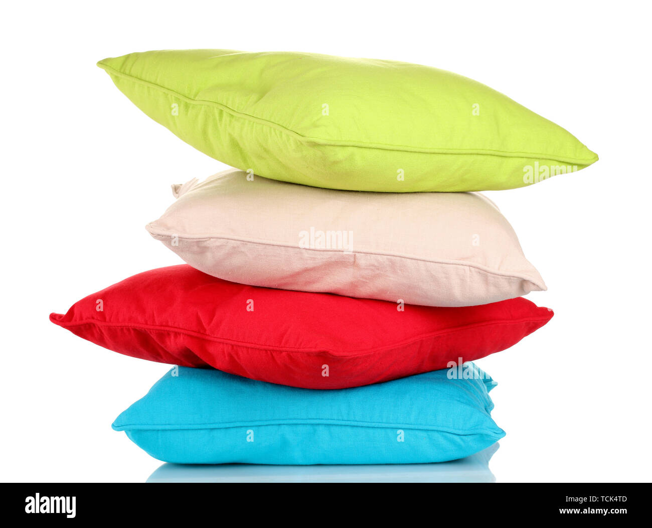 Bright color pillows isolated on white Stock Photo - Alamy
