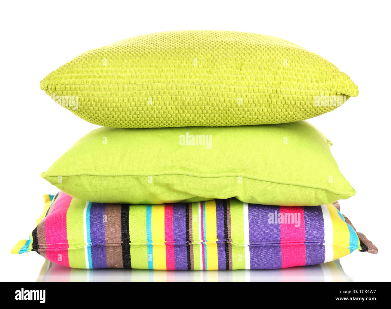 Bright color pillows isolated on white Stock Photo - Alamy