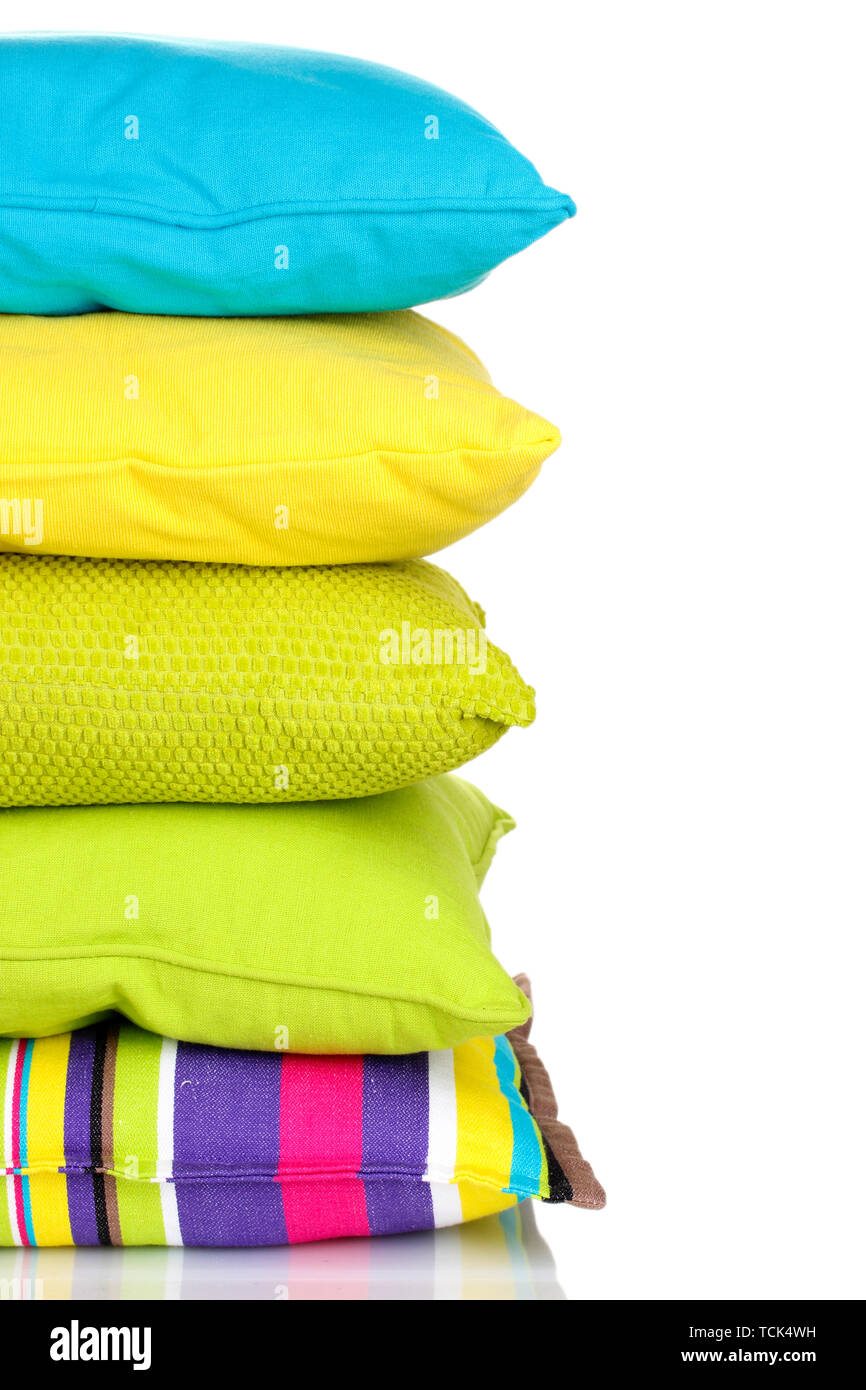 Bright color pillows isolated on white Stock Photo - Alamy