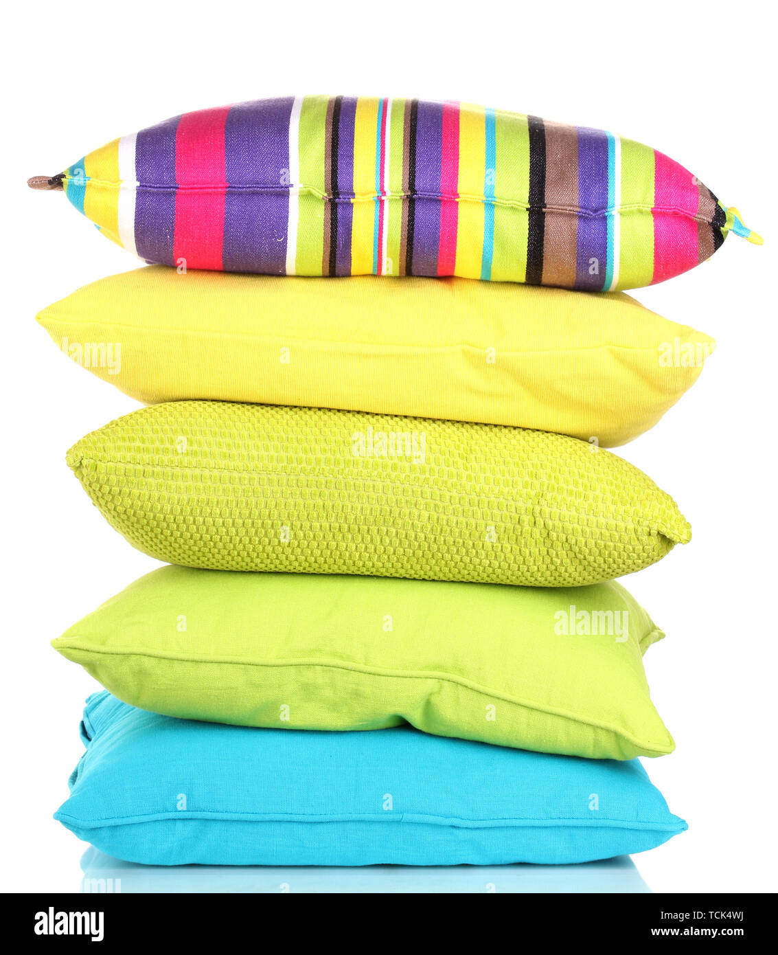 Bright color pillows isolated on white Stock Photo - Alamy