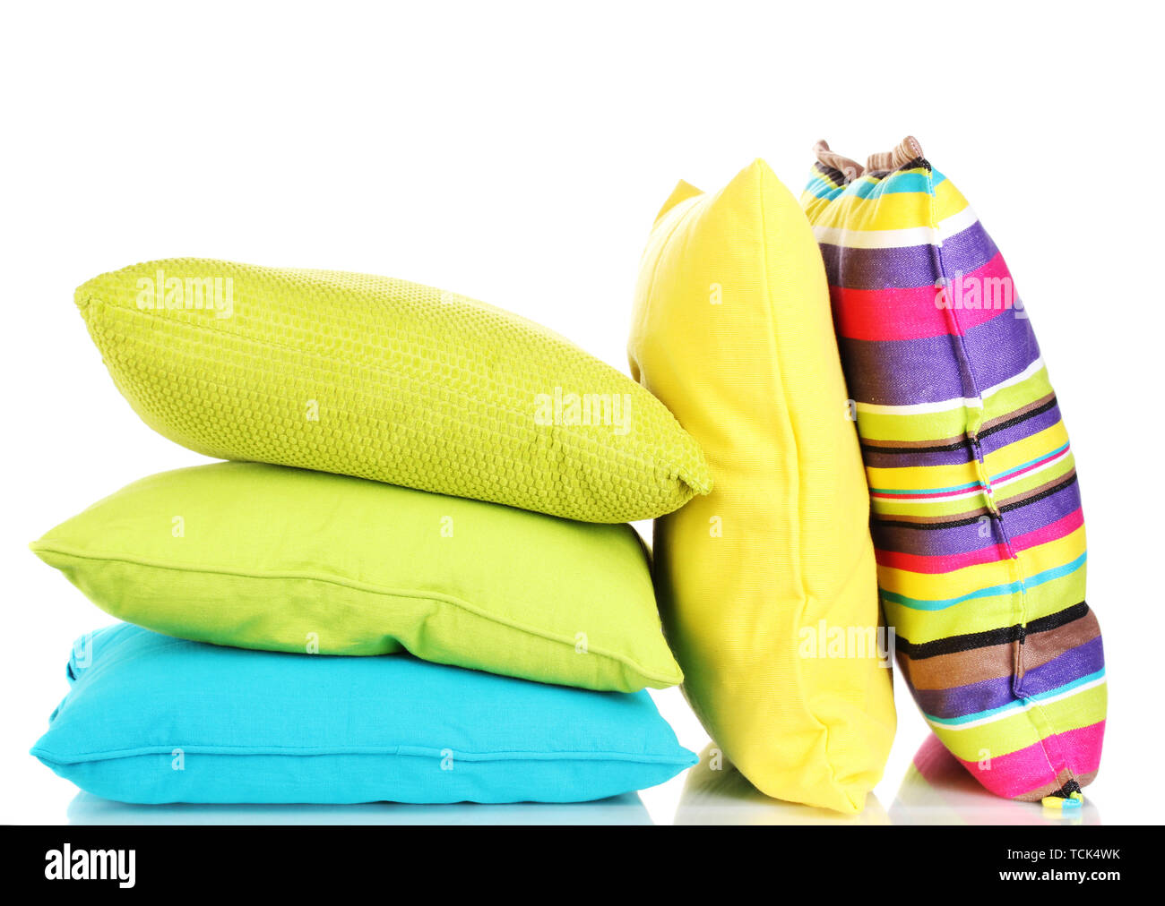 Bright color pillows isolated on white Stock Photo - Alamy