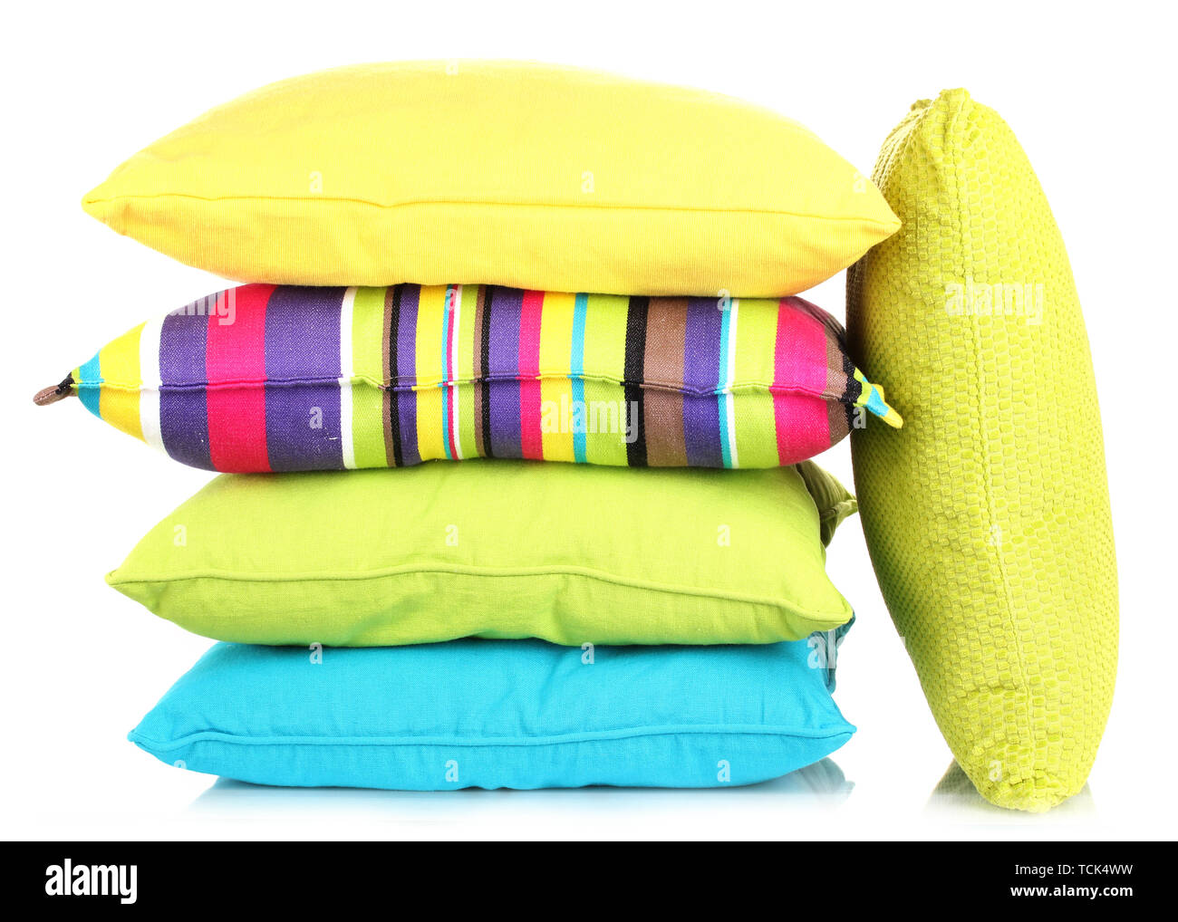 Bright color pillows isolated on white Stock Photo - Alamy