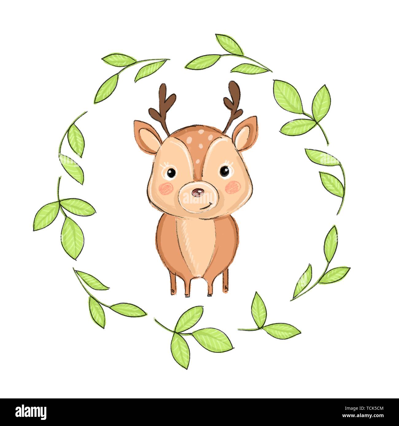 Cute baby deer cartoon illustration Stock Photo - Alamy