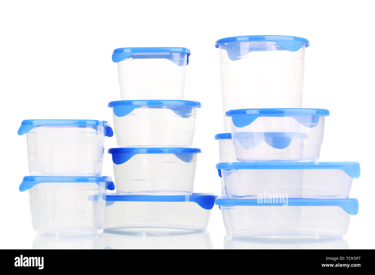 Plastic containers for food isolated on white Stock Photo - Alamy