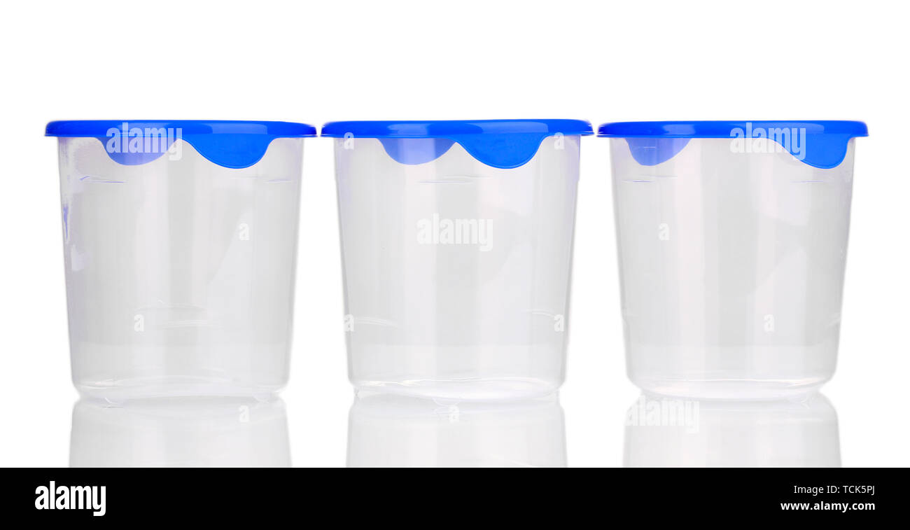 Plastic containers for food isolated on white Stock Photo - Alamy