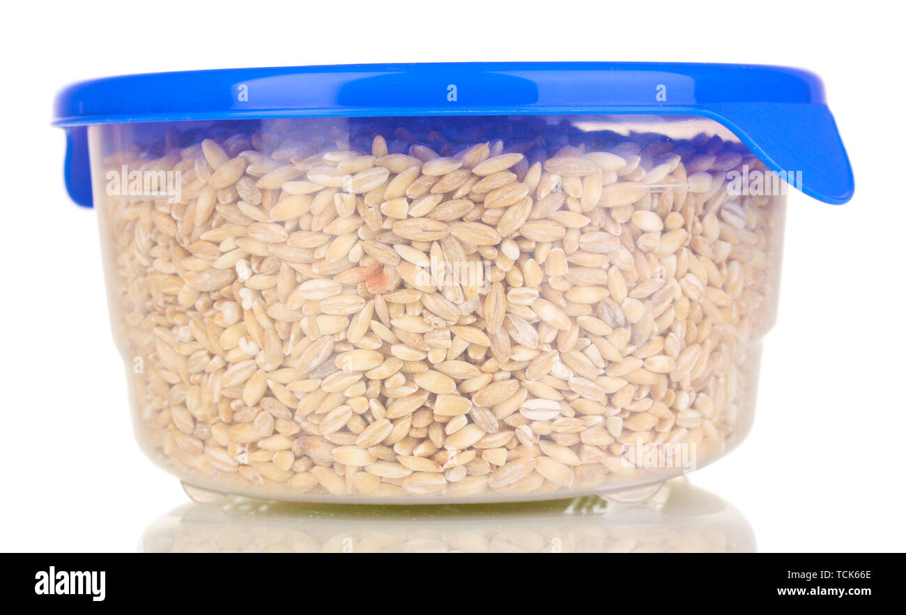 Filled plastic container isolated on white Stock Photo - Alamy