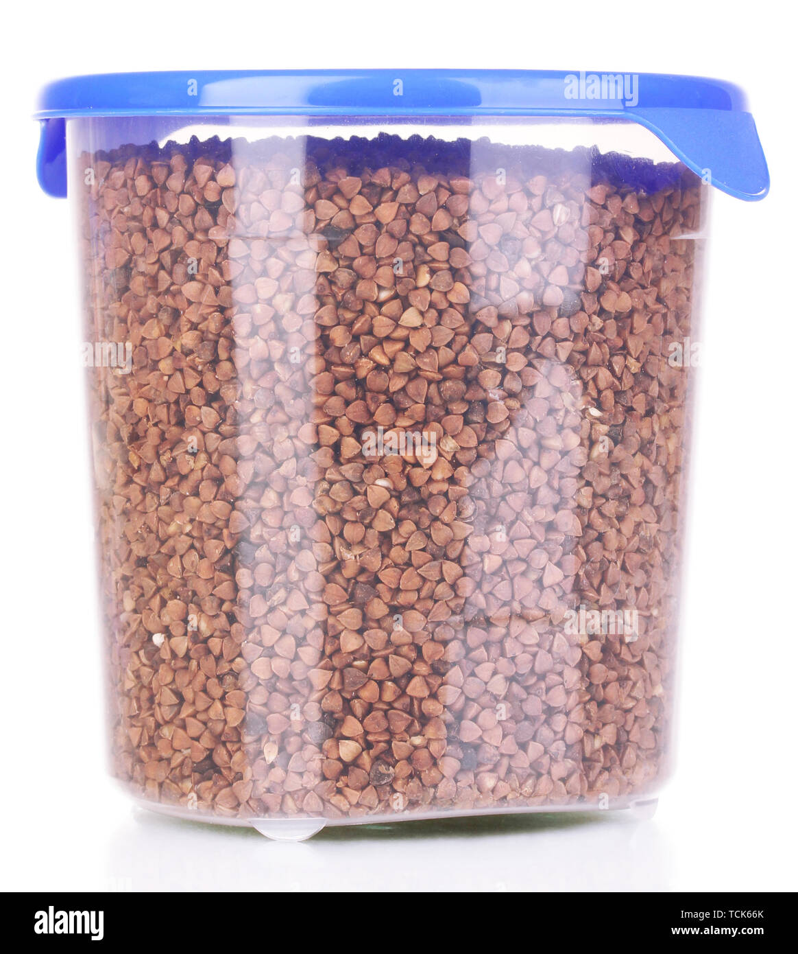Filled plastic container isolated on white Stock Photo - Alamy