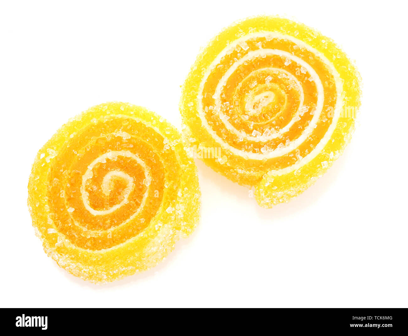 yellow jelly candies isolated on white Stock Photo - Alamy