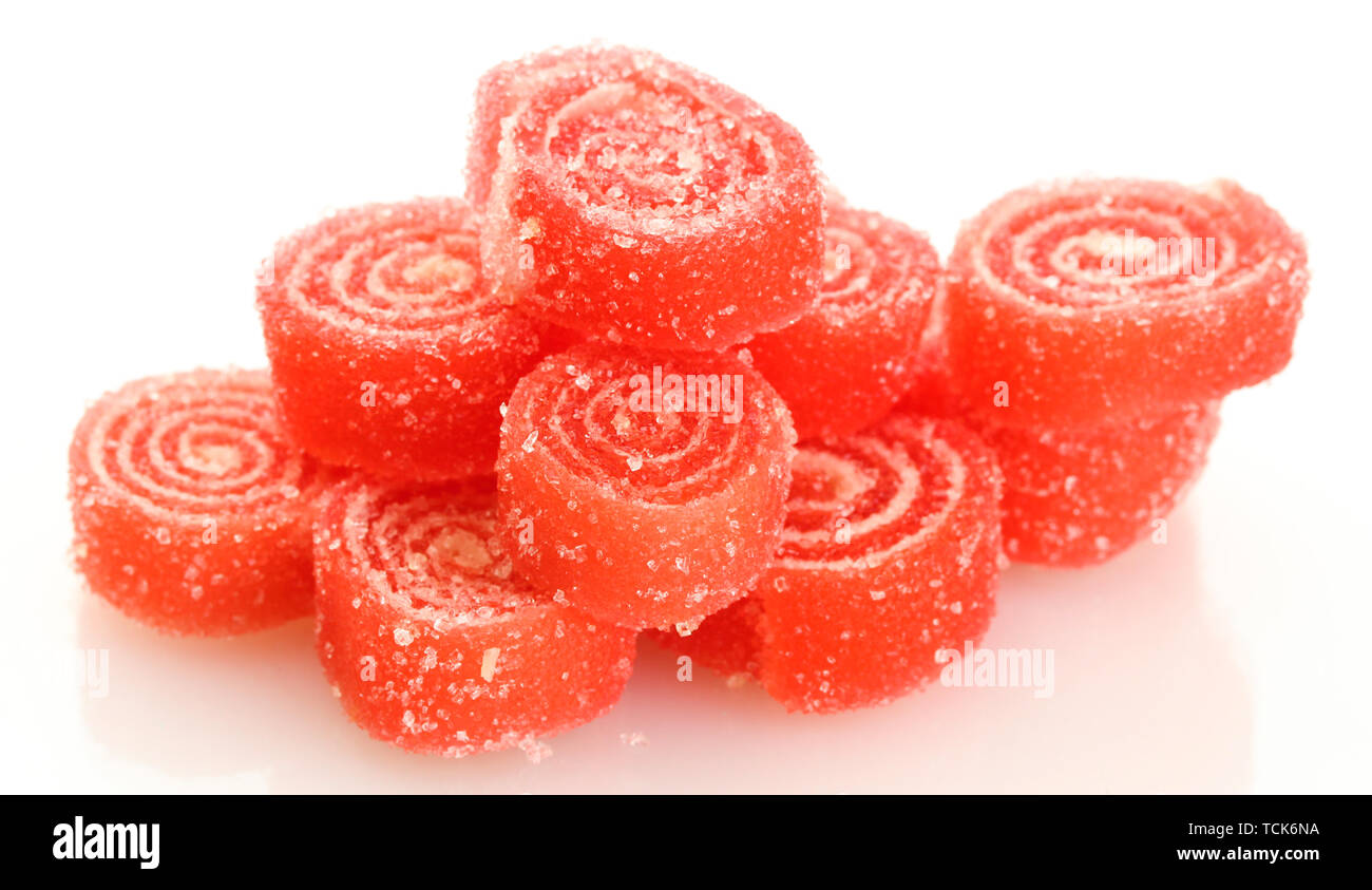 red jelly candies isolated on white Stock Photo - Alamy