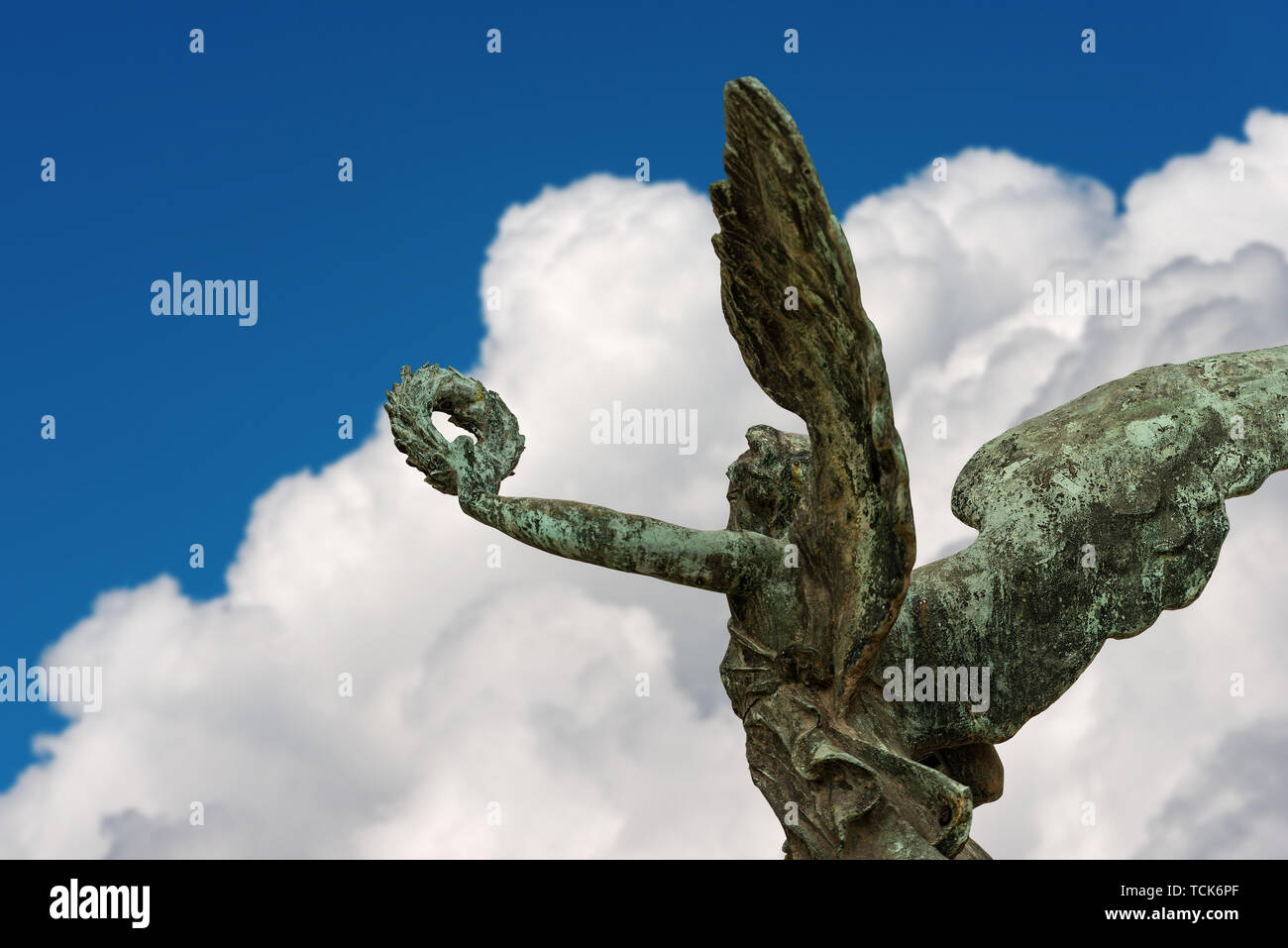 Bronze statue of a Winged Victory. Vittoriano or Altare della Patria ...