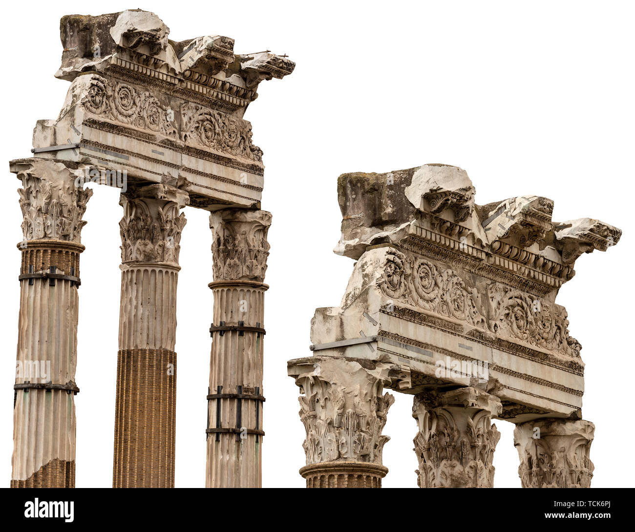 Temple of Venus Genetrix isolated on white, 46 bC. with columns and ...