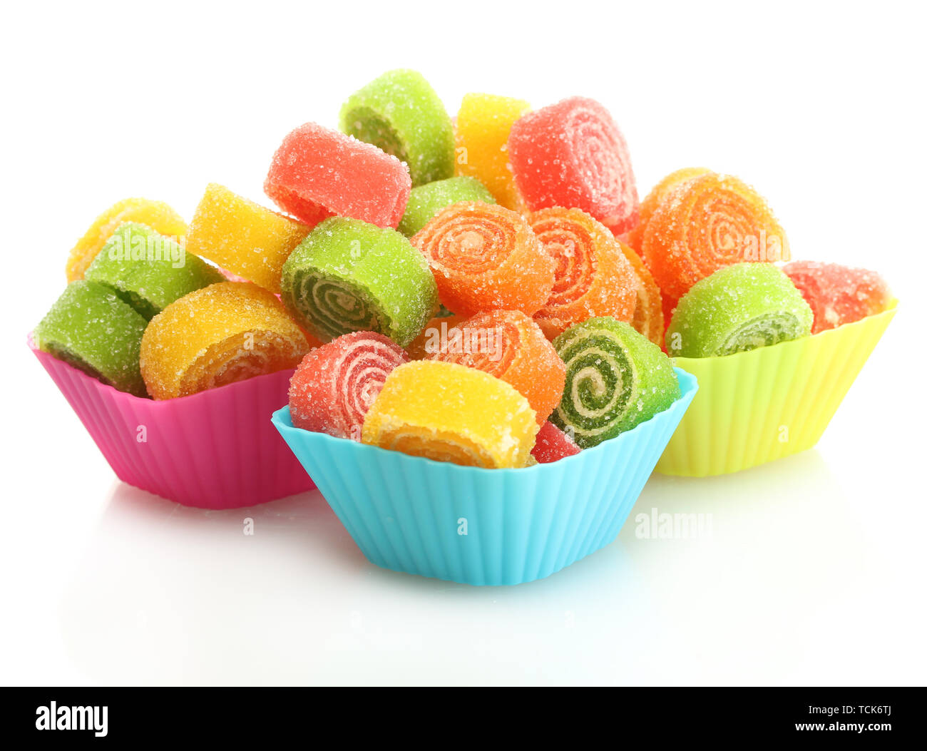 sweet jelly candies in cup cake cases isolated on white Stock Photo - Alamy