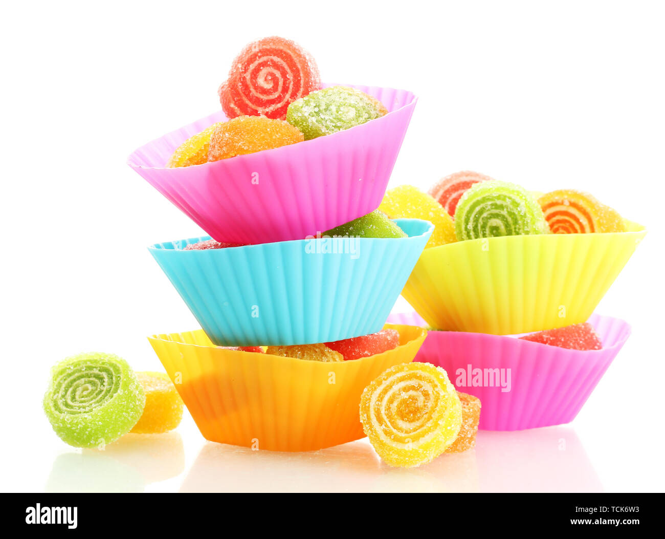 sweet jelly candies in cup cake cases isolated on white Stock Photo - Alamy